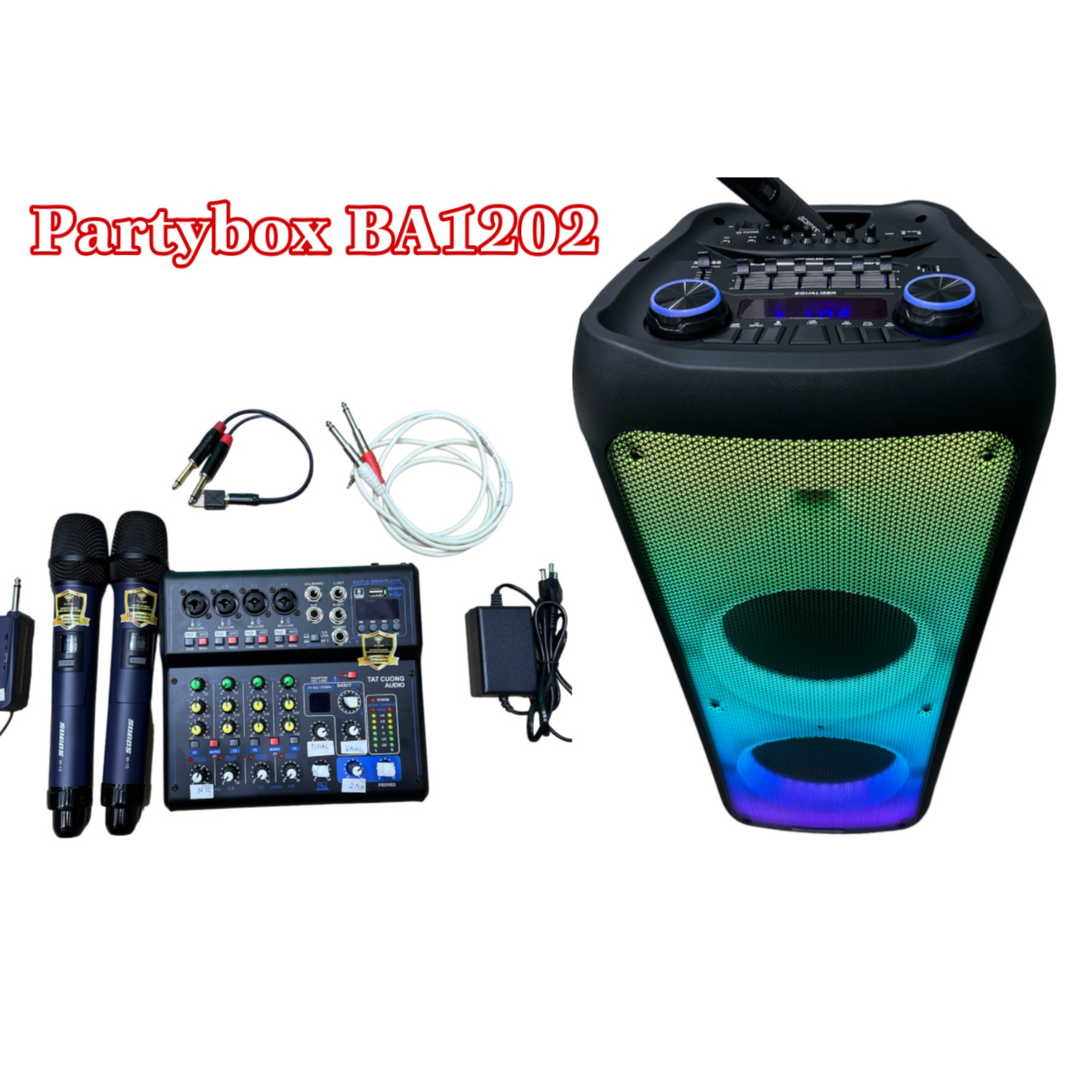 COMBO PARTY BOX BA-1202PB + MIXER THO8 ĐỘ + MICRO W15 ĐỘ
